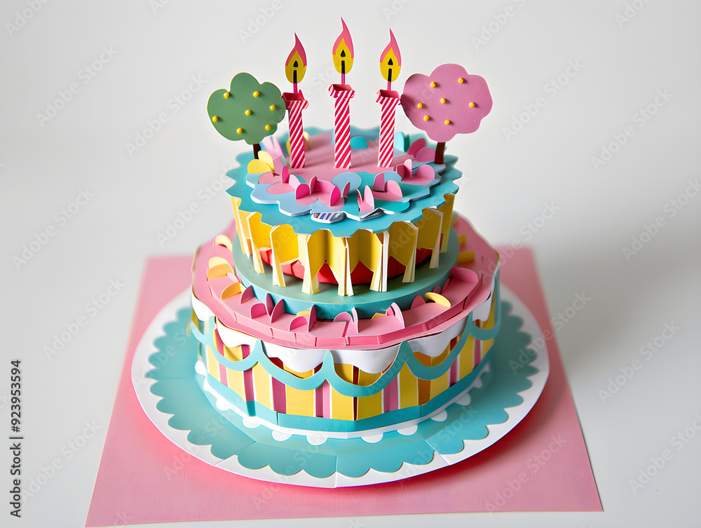 Handmade birthday card with a vibrant popup design, perfect for adding ...
