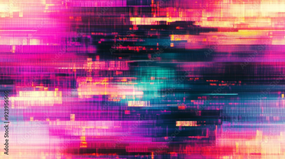 This eyecatching seamless pattern with VHS scanlines evokes retro ...