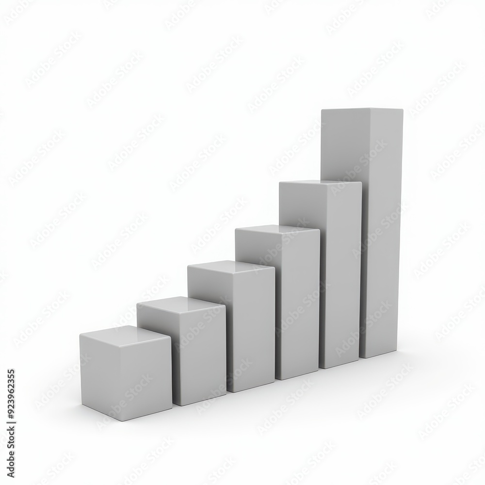 3D bar chart with increasing columns, representing growth and progress ...