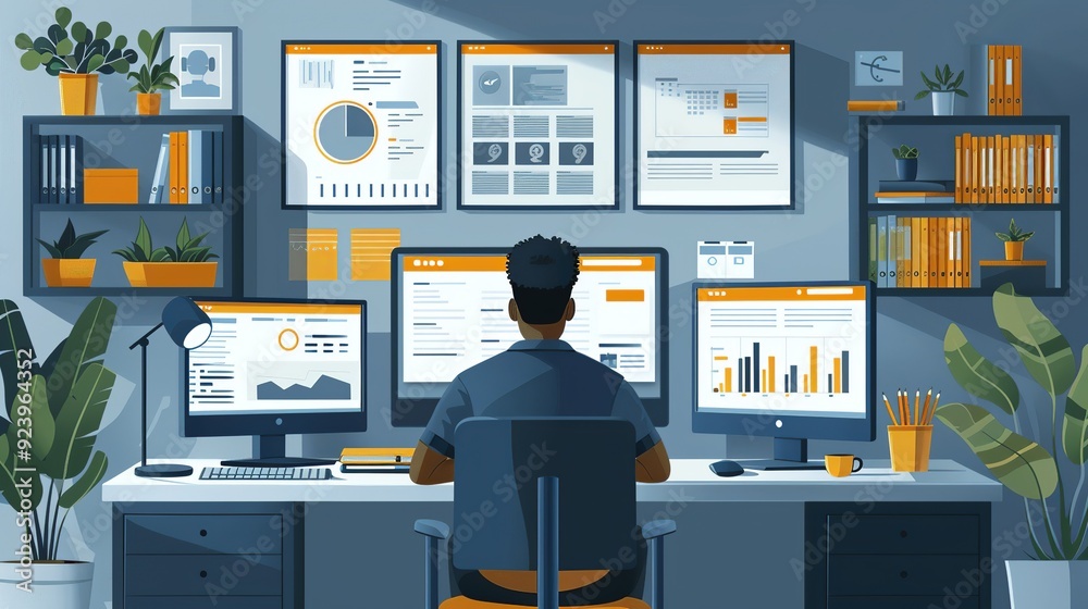 Collaboration tools and video conferencing concept featuring remote ...