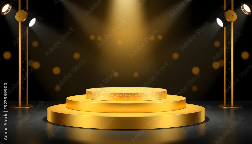 Podium stand studio stage gold award background 3d pedestal platform ...