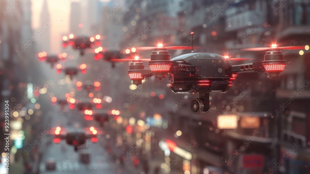 Futuristic Drone Delivery System: A fleet of drones autonomously ...