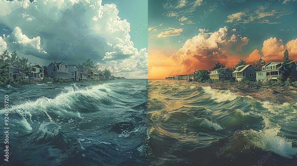 Visualize the impact of global warming on sea levels and coastal areas ...