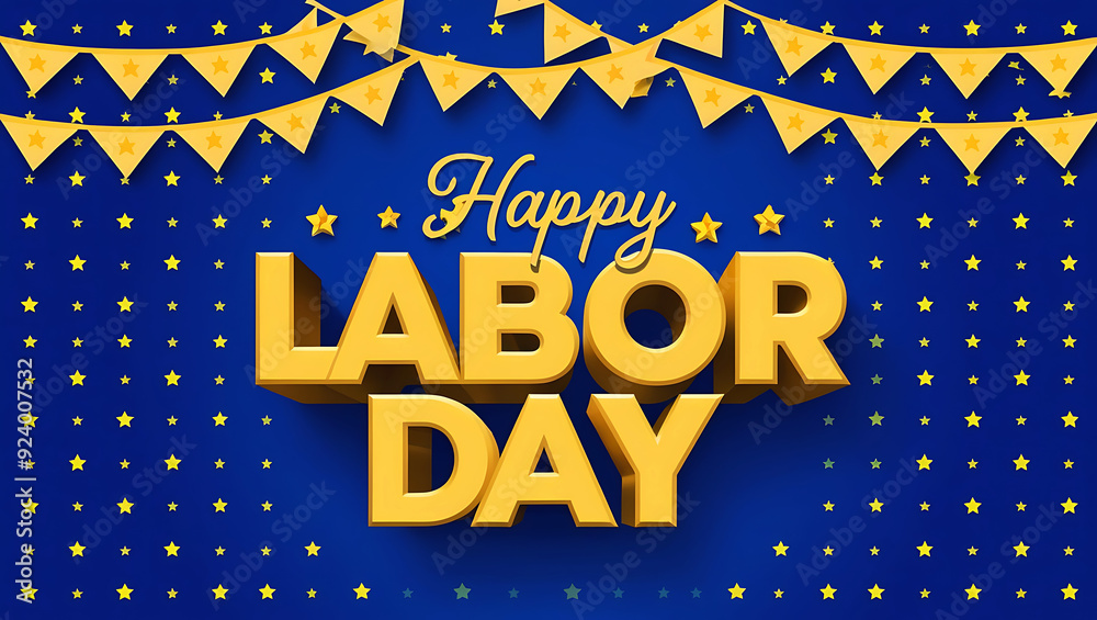 Happy Labor Day Background, Poster Banner Social Media post, With Bold 3D Text Effect ...