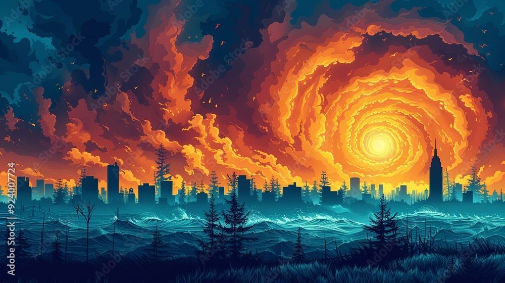 Depict the impact of global warming on natural disasters with a graphic ...