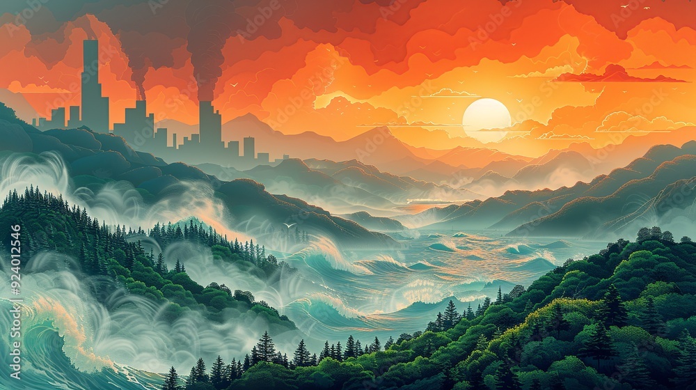 Depict the impact of global warming on natural disasters with a graphic ...