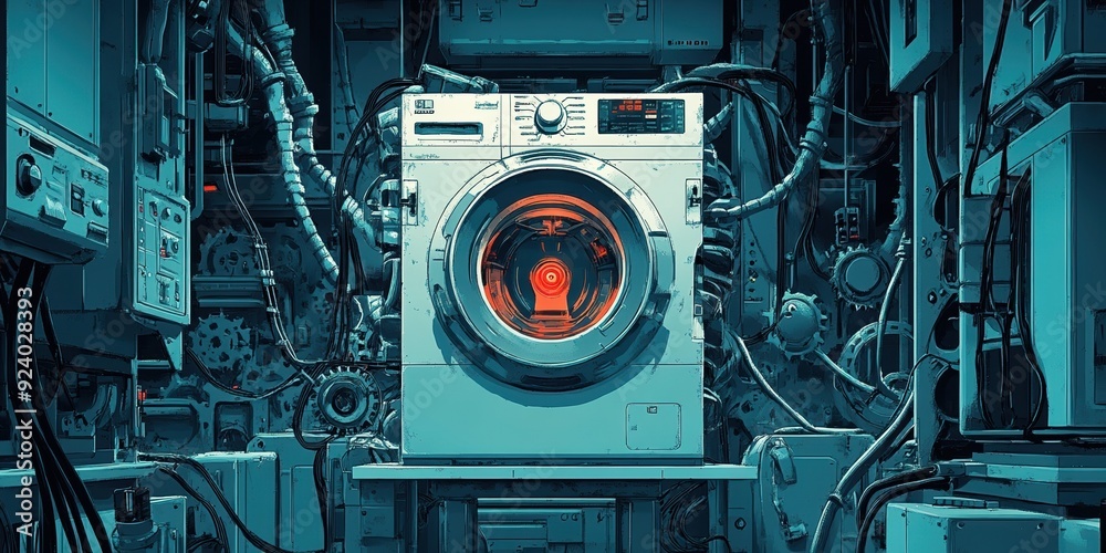 CrIndustrial washing machine in the process of transforming into a ...