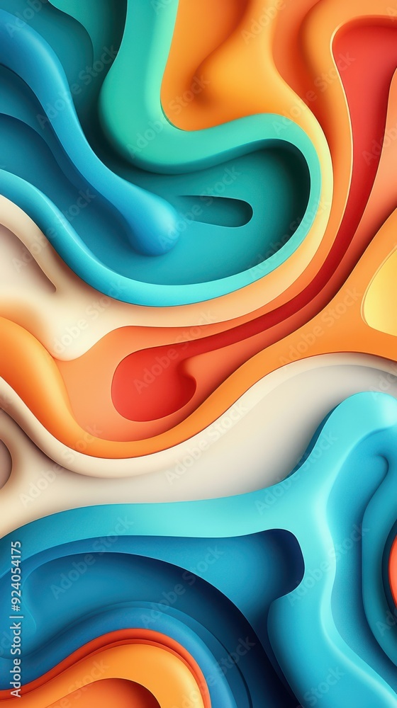 Smooth, seamless loop of abstract shapes and lines in vibrant colors, ideal for use as an eye ...