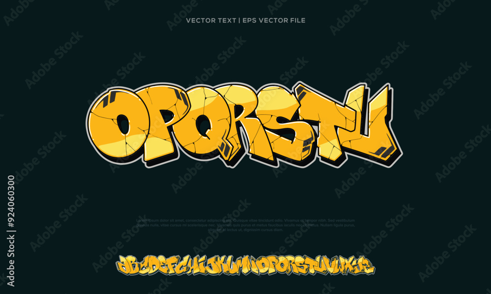 Street graffiti font. Vector set of urban typography art graffiti ...
