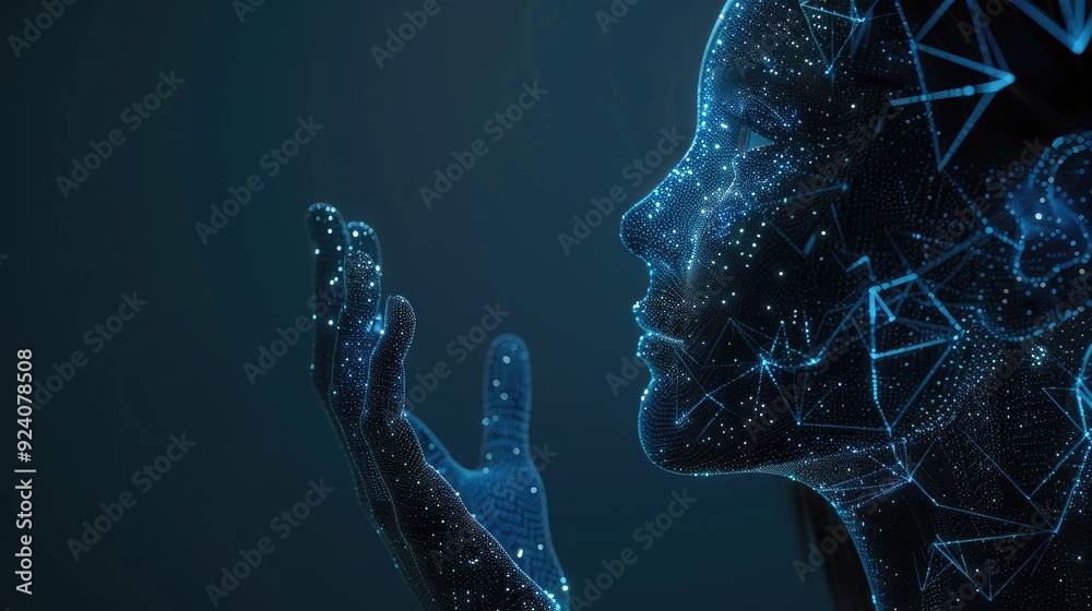 technology concept artificial intelligence by inputting commands to create something. future ...