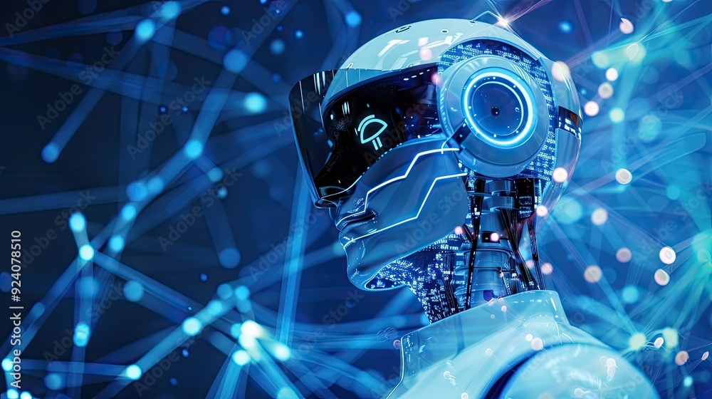 technology concept artificial intelligence by inputting commands to create something. future ...