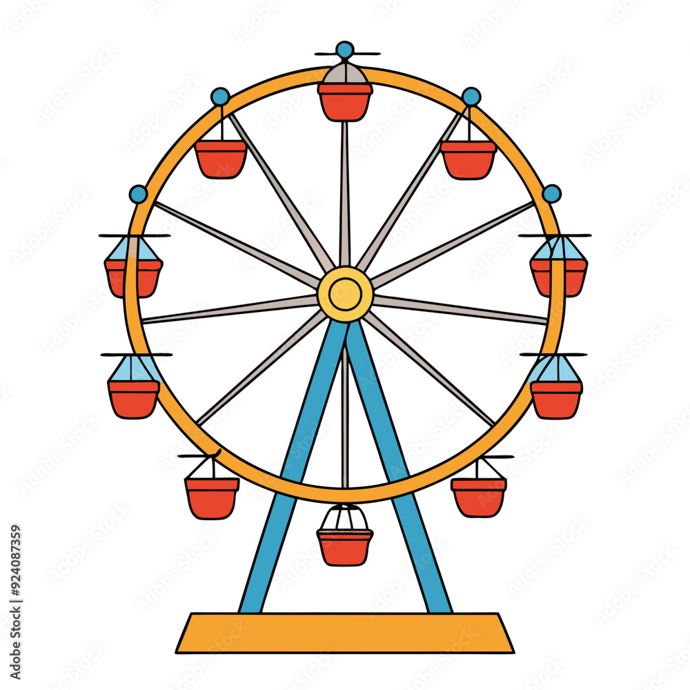 Ferris Wheel Vector Art - Detailed Drawing with SVG Files, Cricut Cut ...