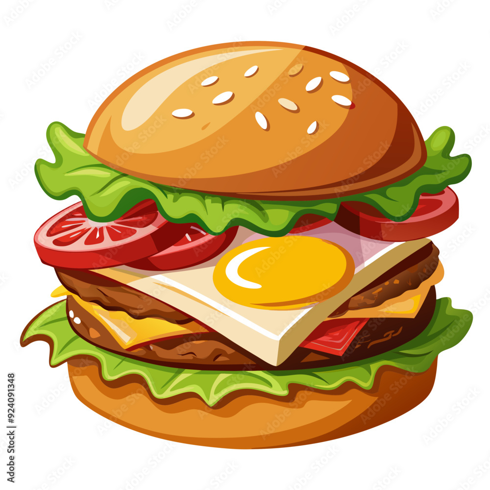 Juicy Beef Patty with Crispy Bacon Vector Illustration, SVG File ...