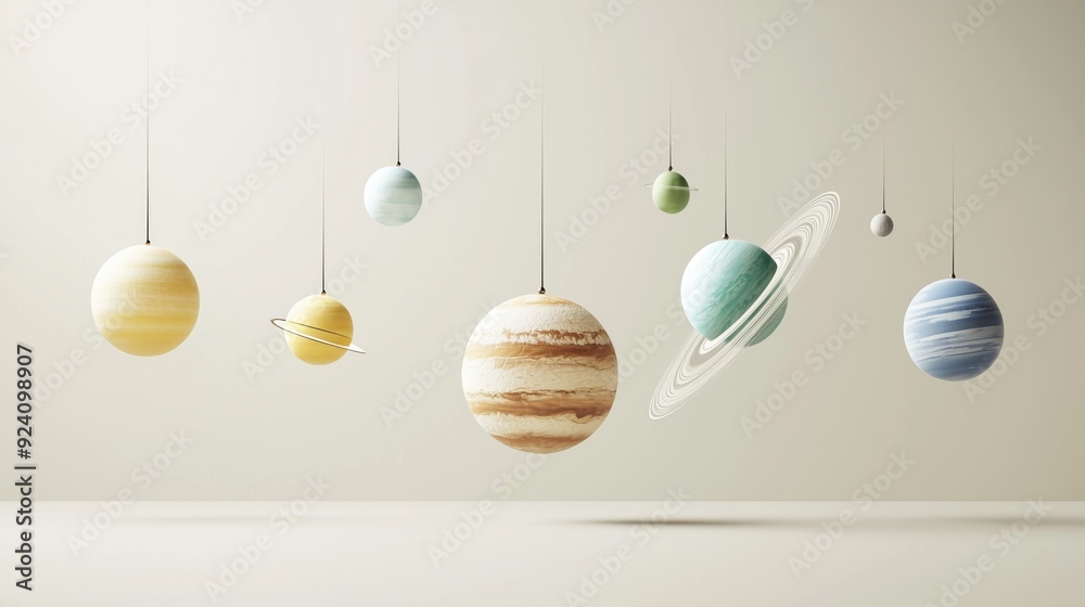 Solar System: A 3D model of the eight planets orbiting the sun Stock ...