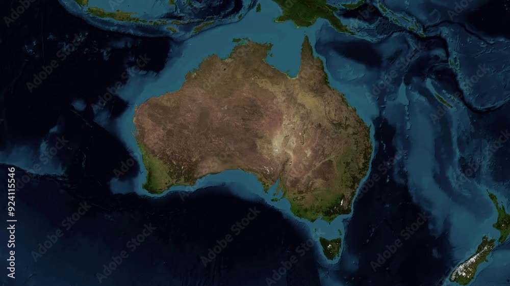 Zoom from Earth to Australia. (No Border) World map animation. Stock ...
