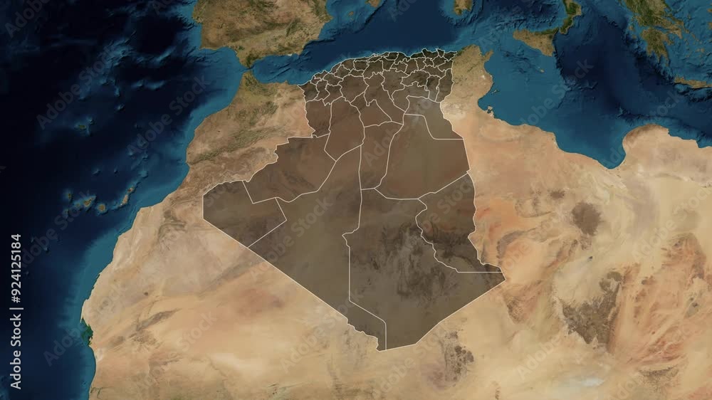Zoom from Earth to Algeria. (with Provinces) World map animation with ...