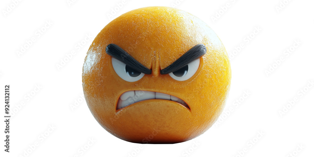 A furious yellow emoticon with an angry expression, featuring furrowed ...