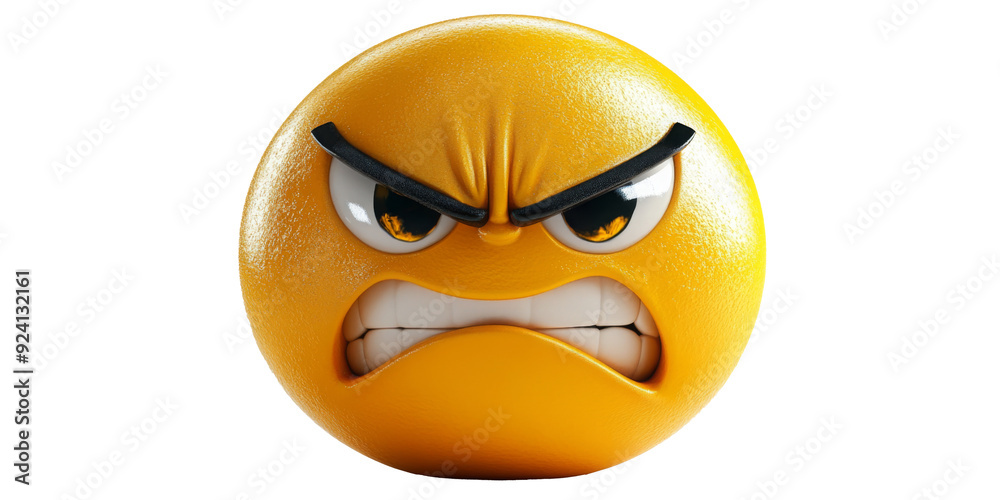 A furious yellow emoticon with an angry expression, featuring furrowed ...