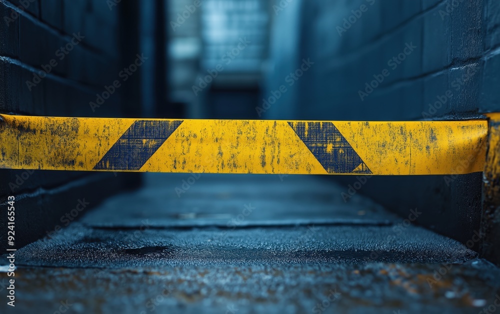 Do not cross sign yellow tape used as a barrier on the road Stock Photo ...