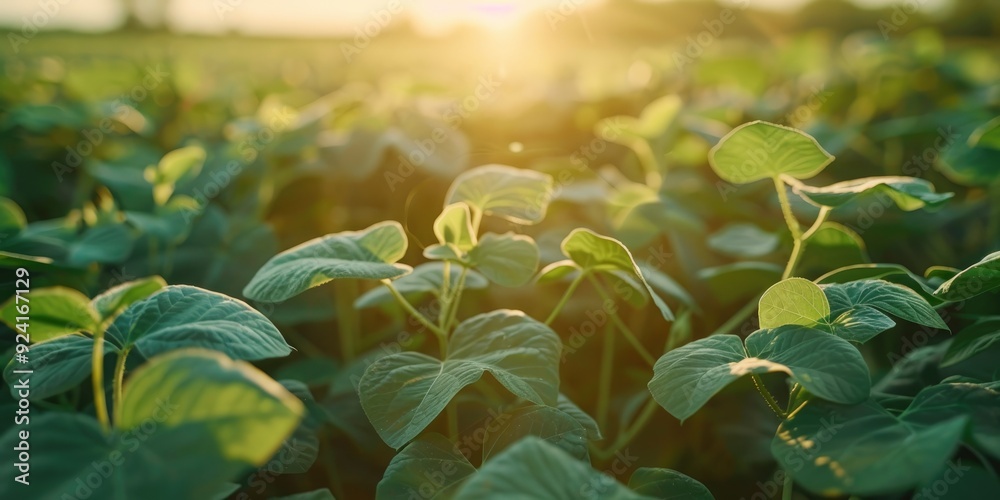 Endless soybean field with plants ready for harvesting Large scale ...