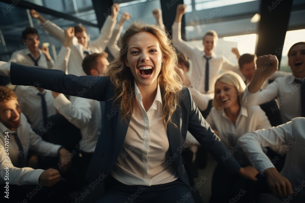 Teamwork triumph: excitement of reaching goals, completing projects ...