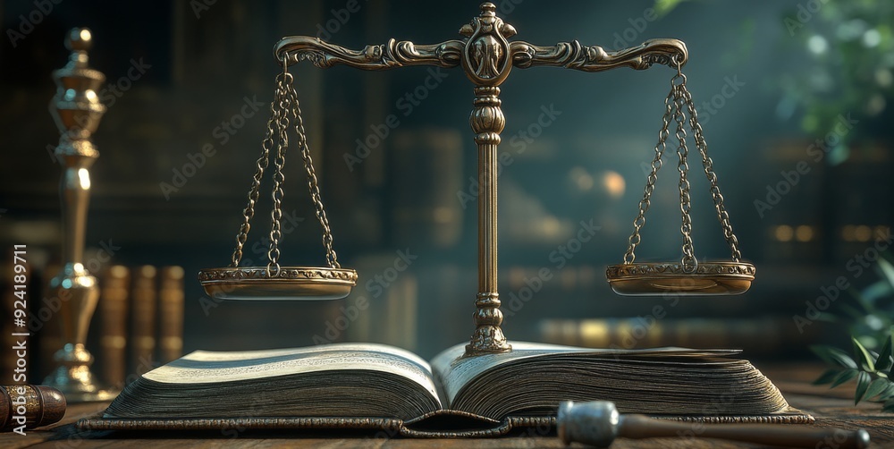 Symbols of Justice and Law: The Gavel, Books, and Scales of Balance ...