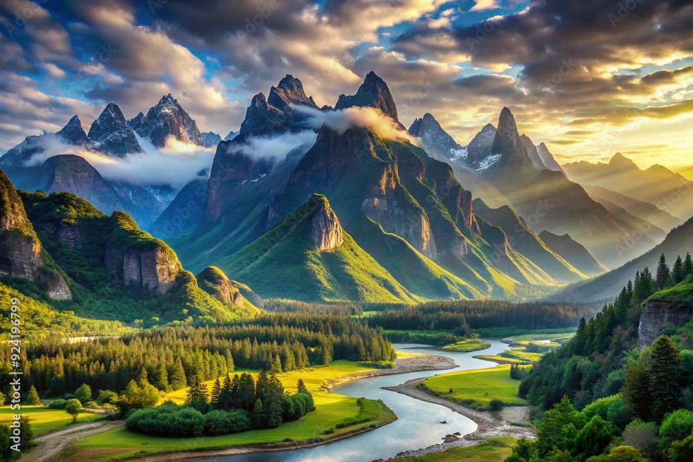 Majestic landforms captivate the eye, from towering mountain peaks to ...