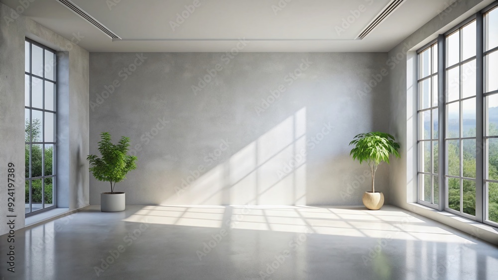 Modern minimalist studio background with soft white and grey walls ...