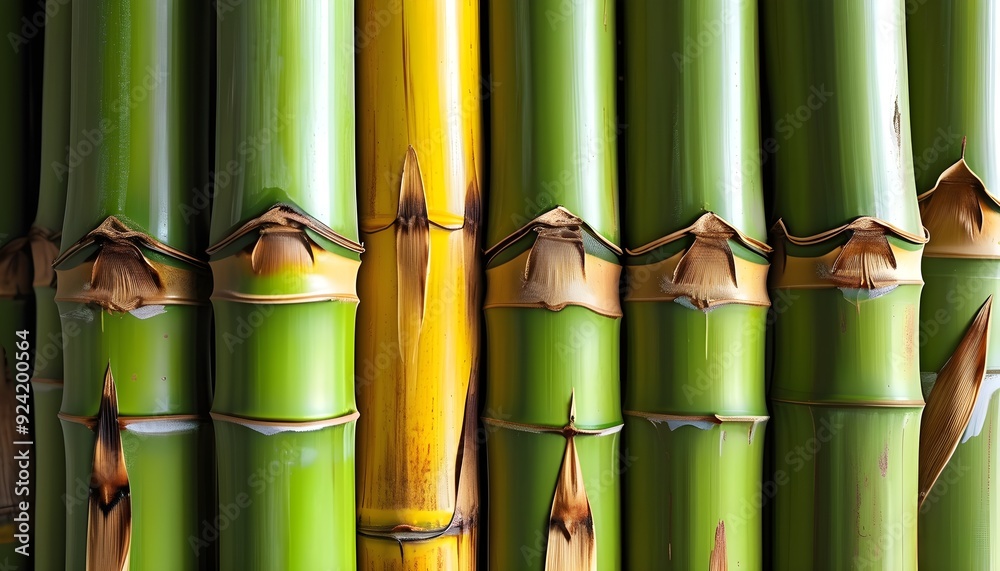 The colorful bamboo strips are arranged, showing the natural texture ...