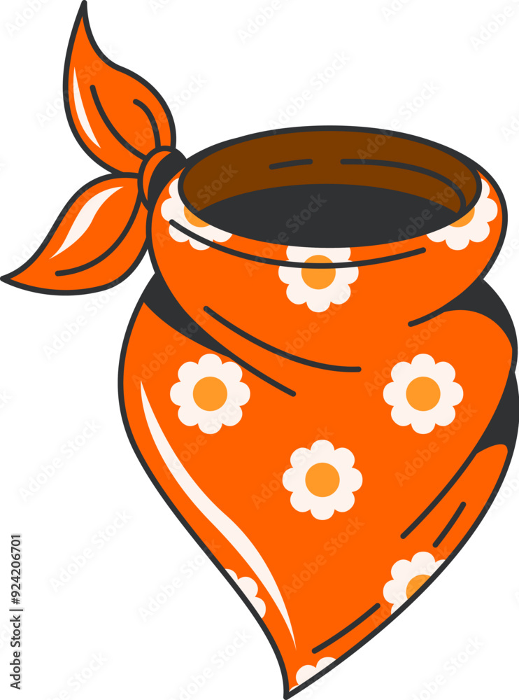 Cartoon retro groovy cowboy neckerchief of Wild West, vector western ...