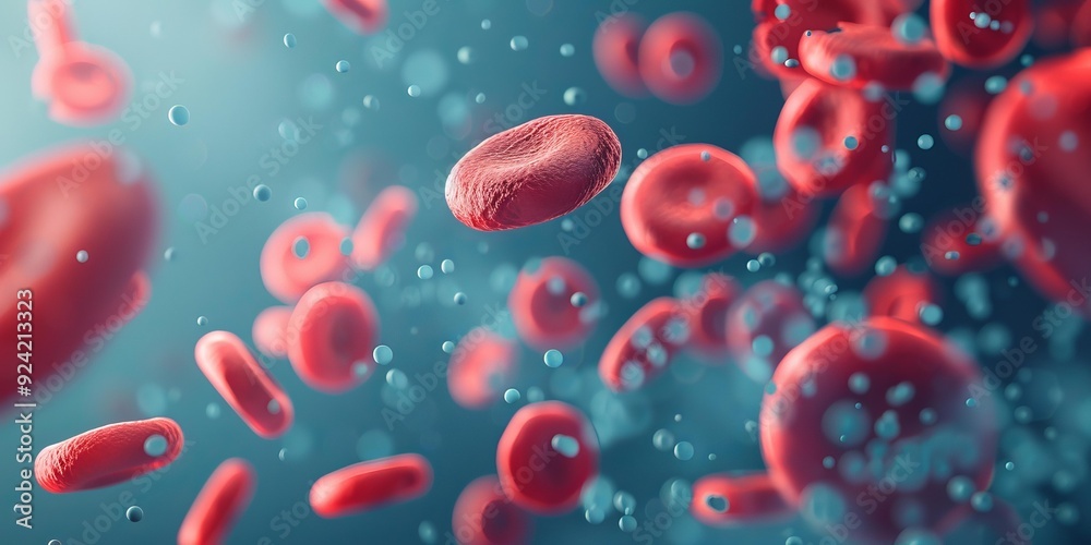 Red blood cells and plasma floating in bloodstream, depicting human ...