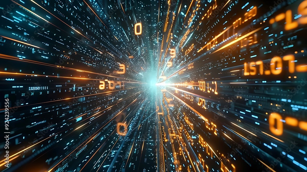 A visual representation of AI processing data, with a matrix of numbers ...