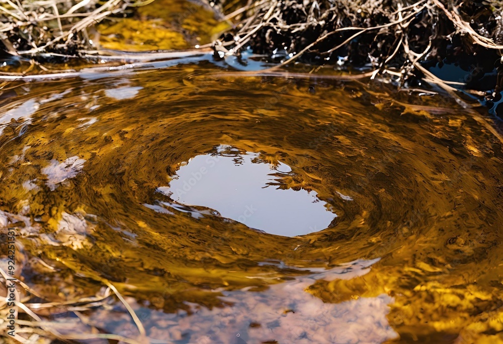 Rainwater trapped in a soil pit with decomposing plant matter turns ...