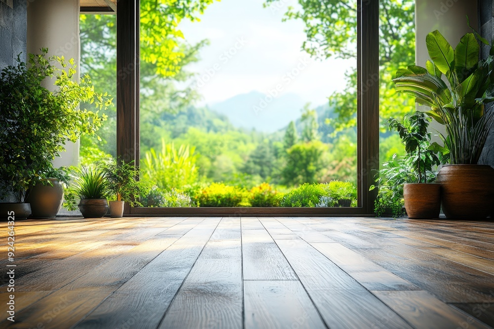 Sunlight Streaming Through Large Windows: A view of a serene natural ...