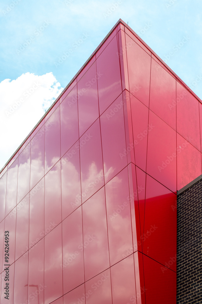 The exterior wall of a contemporary commercial style building with ...