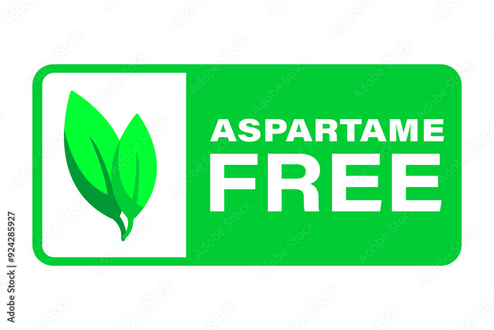 Green labels Aspartame Free with a simple leaf design, signifying ...