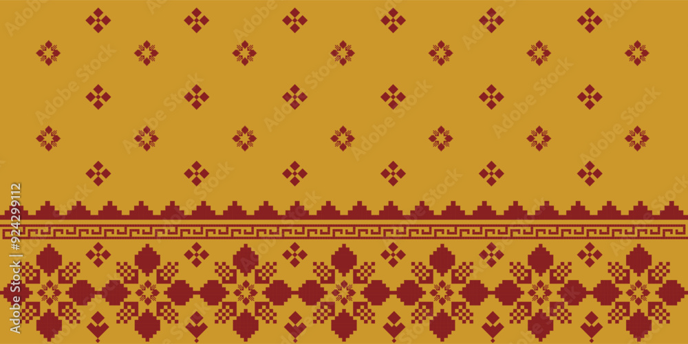 Elegant Textile Border with Floral Motif. Vintage Textile Border for ...