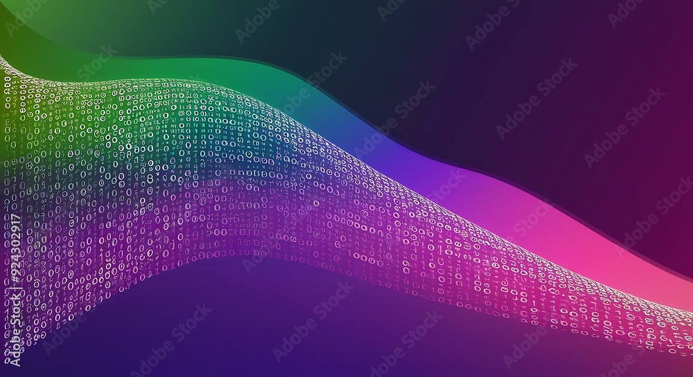 Abstract representation of data science with flowing shapes in green ...