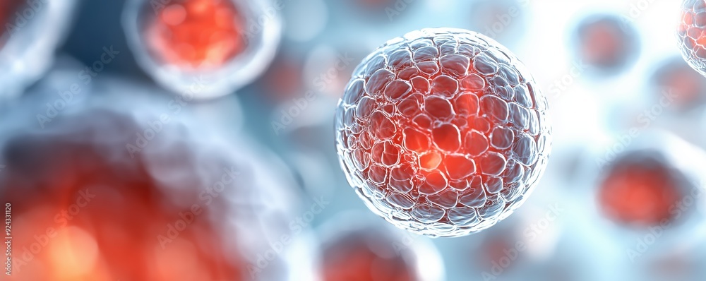 Microscopic view of a cell nucleus, with visible chromatin and ...