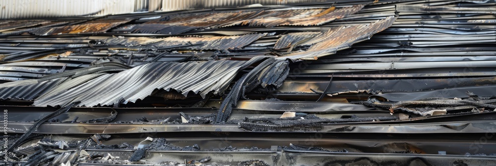 Deteriorated and Burnt Rooftop of Storage Facility Following Blaze ...