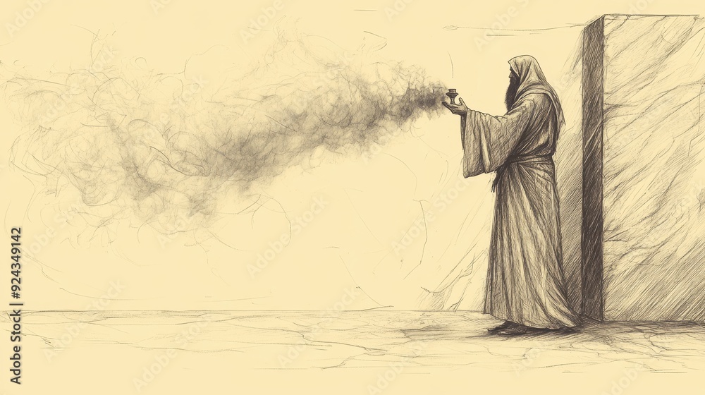 Leviticus Scene: High Priest Entering Holy of Holies, Incense Censer ...