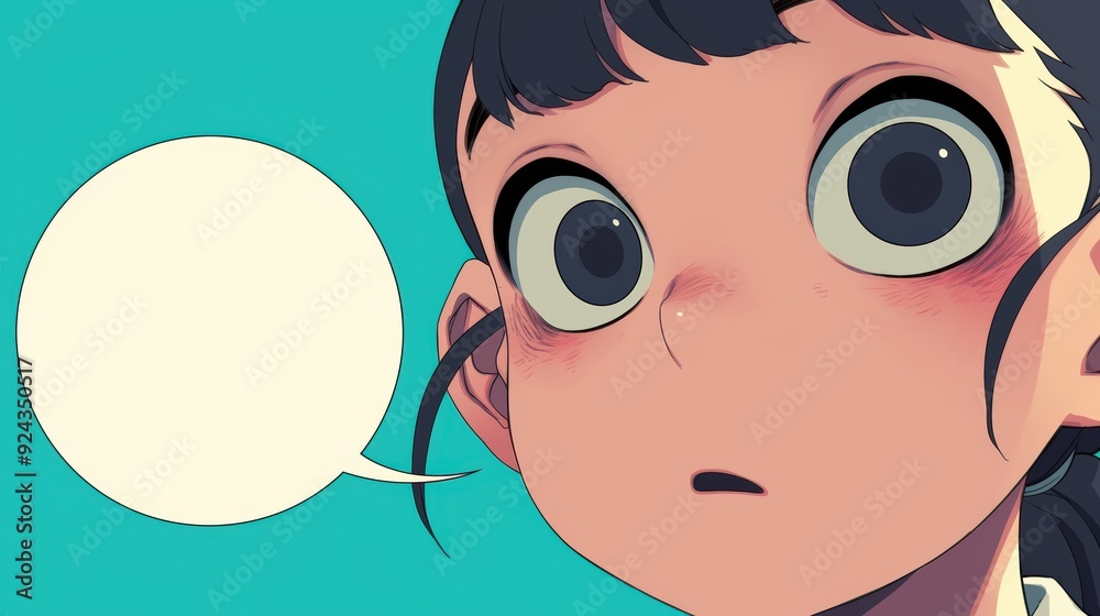 Shocked anime girl with speech bubble Anime-style illustration of a ...