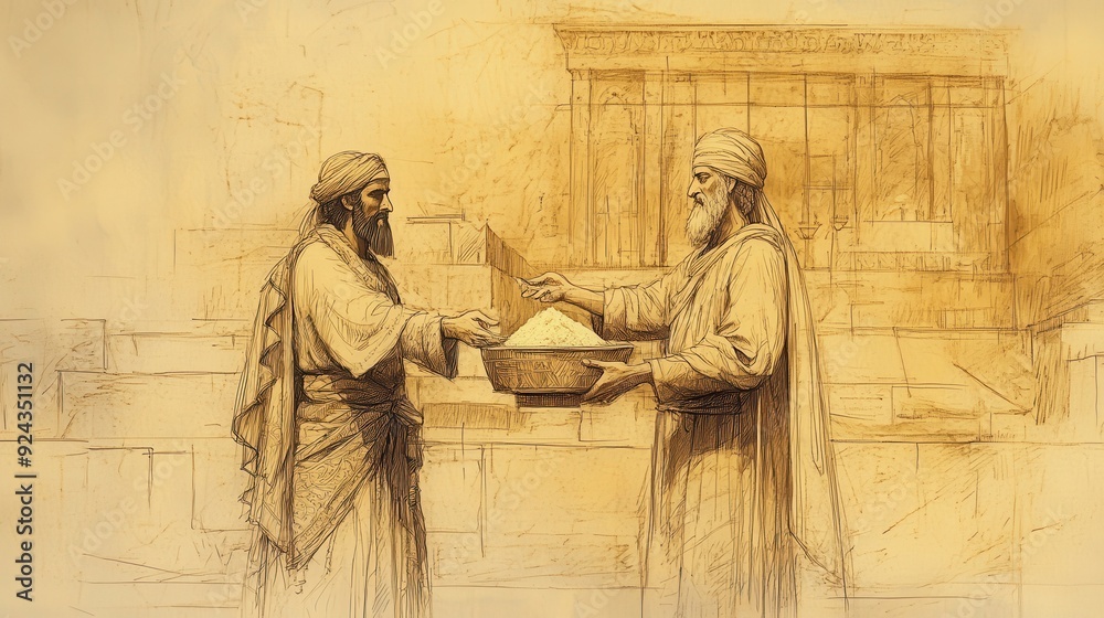 Bible Wall Art of Leviticus, The Grain Offering, Israelite presenting ...