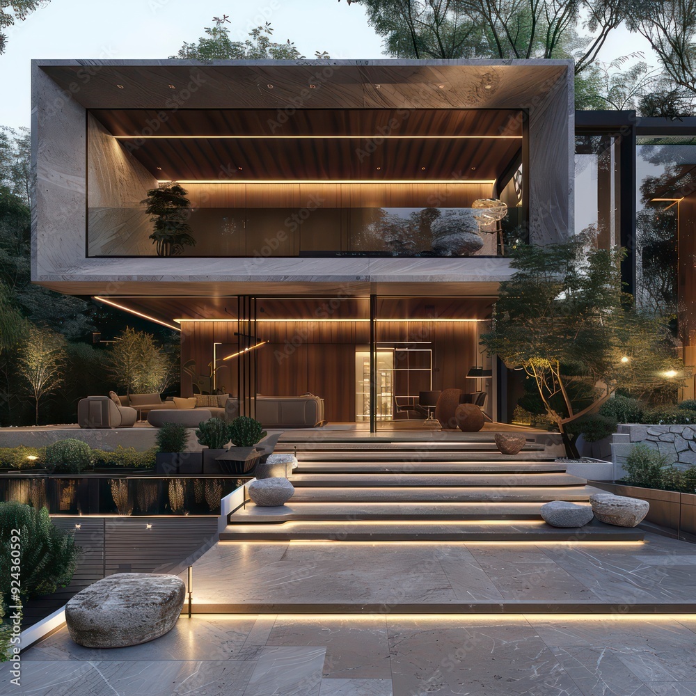 ภาพประกอบสต็อก large modern palace Gardens and Grounds design ...