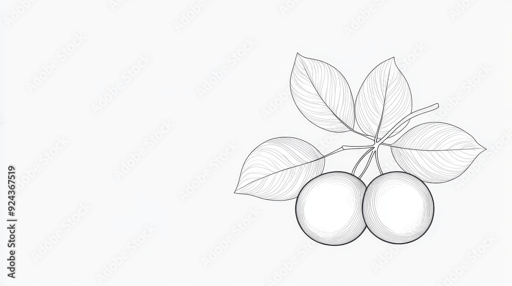 Minimalist hand-drawn line art, date fruit in profile view, white ...