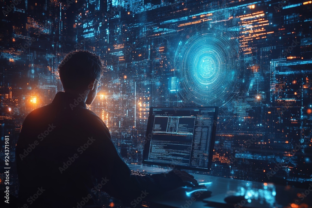 Digital technology, abstract futuristic tech background, software ...