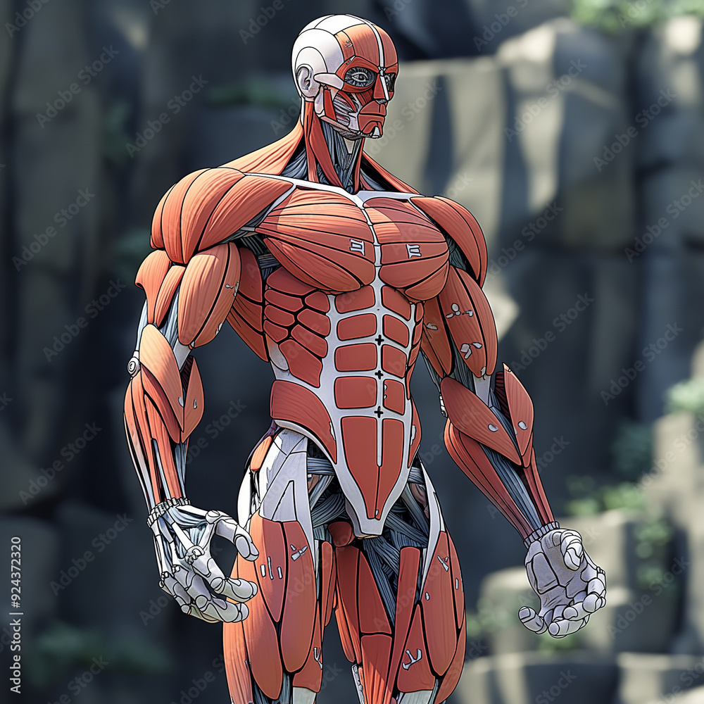 Digital sculpture of the human muscular system. The intricate network ...