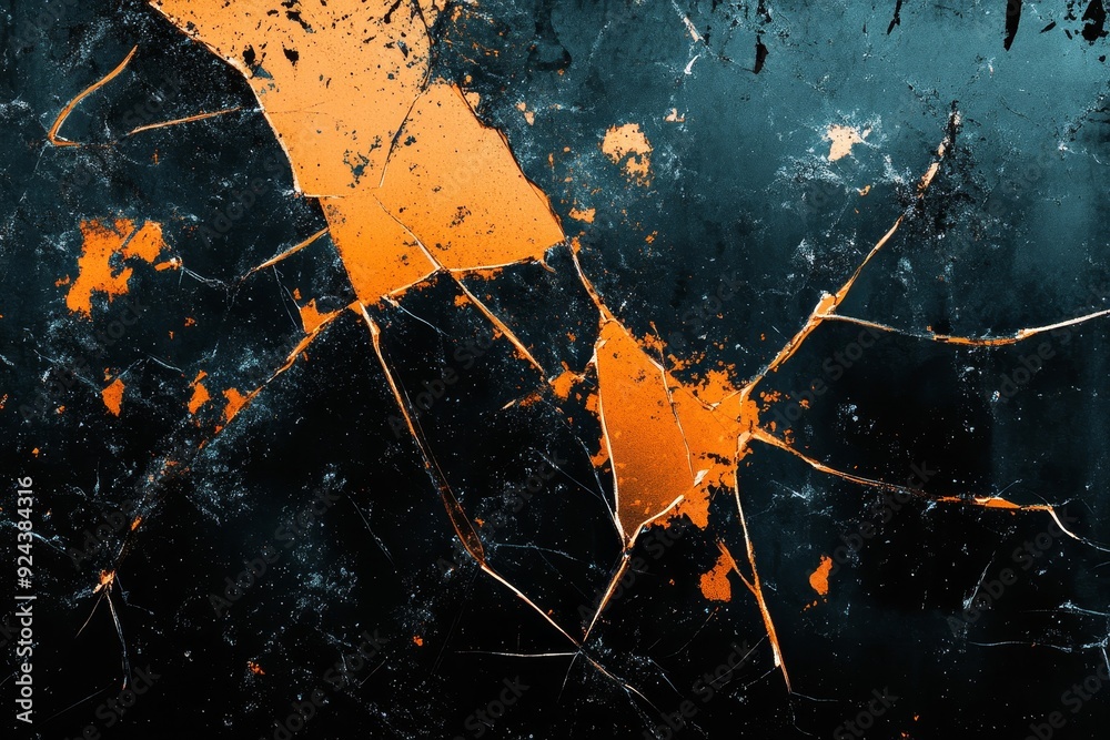 Cracked screen. Matrix distortion. Broken glass. Blue orange white ...