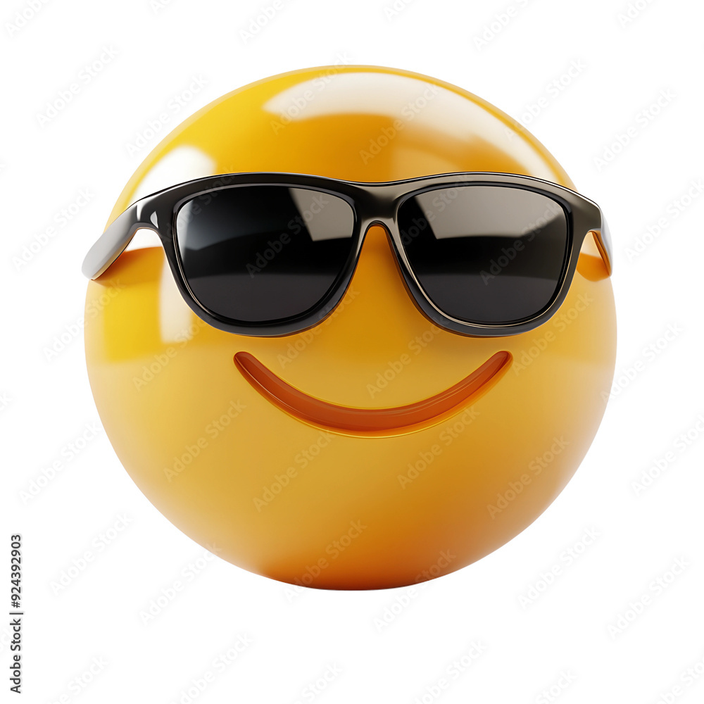 Smiling face with sunglasses three-dimensional emoji,3d cheerful ...