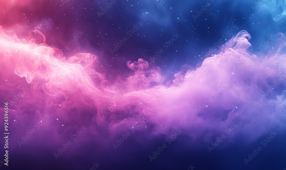 Fantasy sky. Neon mist. Defocused fluorescent purple blue color ...